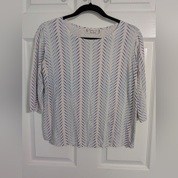 Fighting Eel | Tops | Fighting Eel White And Blue Chevron 34 Sleeve Top ...